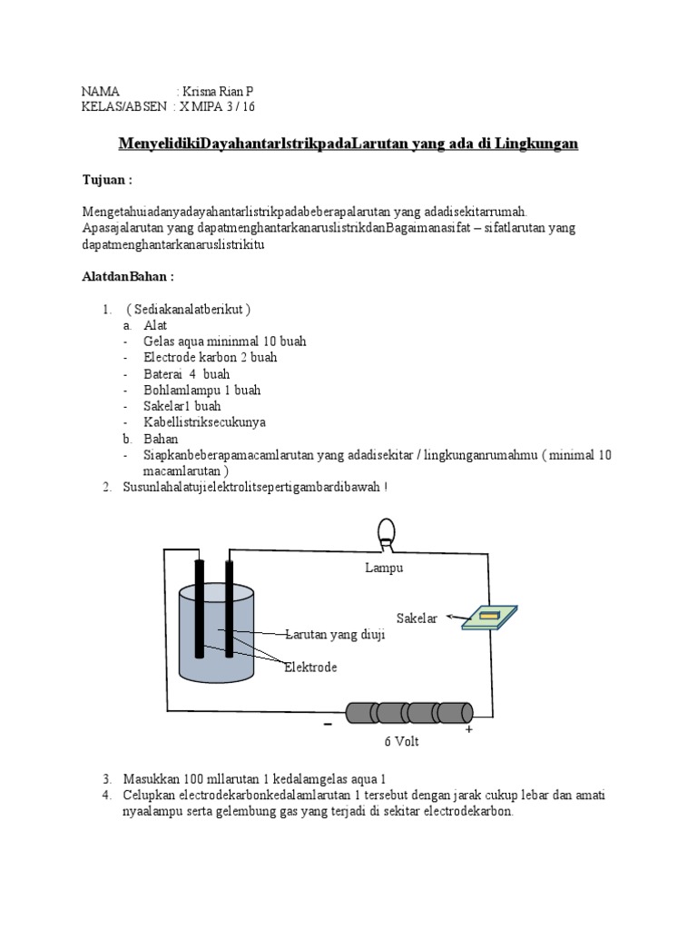 Menyelidiki Daya Hantar Lstrik Pada Larutan Yang Ada Di Lingkungan | PDF