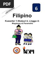 Fil1 - Q2 - Mod3 - Alpabetong Filipino Tunog, Letra, at Pagkakasulat | PDF