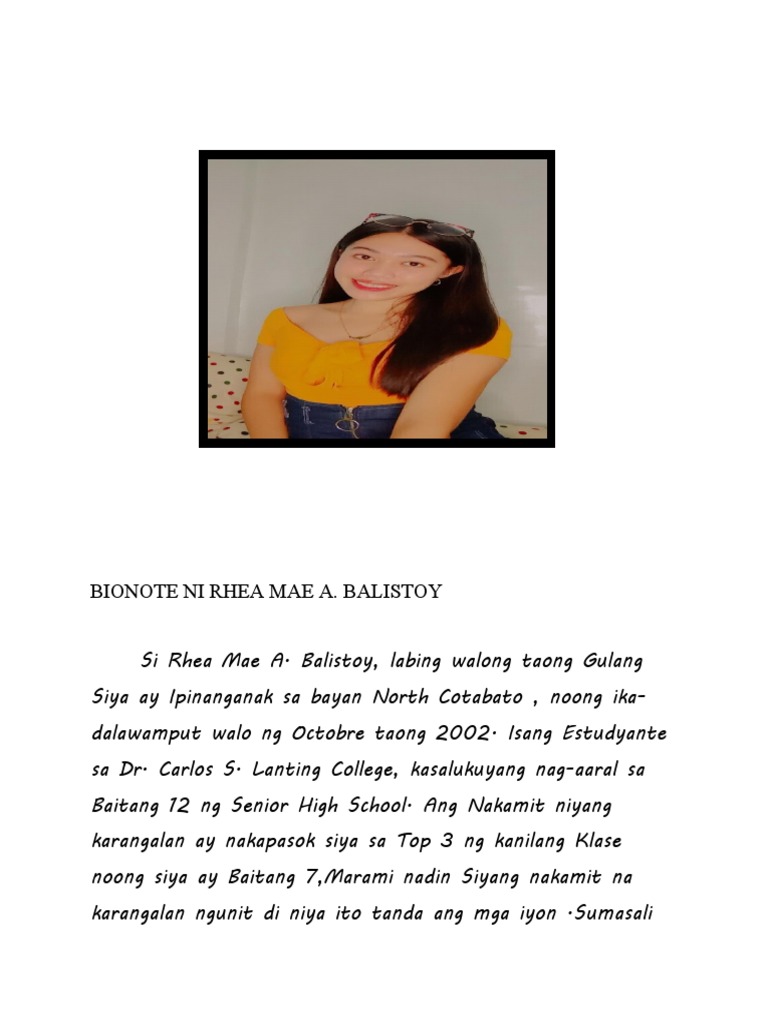 Bionote Ng Isang Estudyante Bionote Ng Isang Estudyante