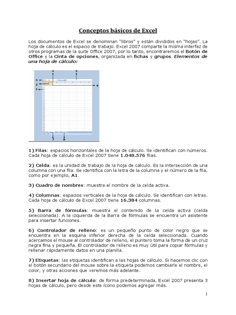 Manual Excel Basico y Practicas Parte 1 | PDF | Hoja de cálculo | Microsoft Excel