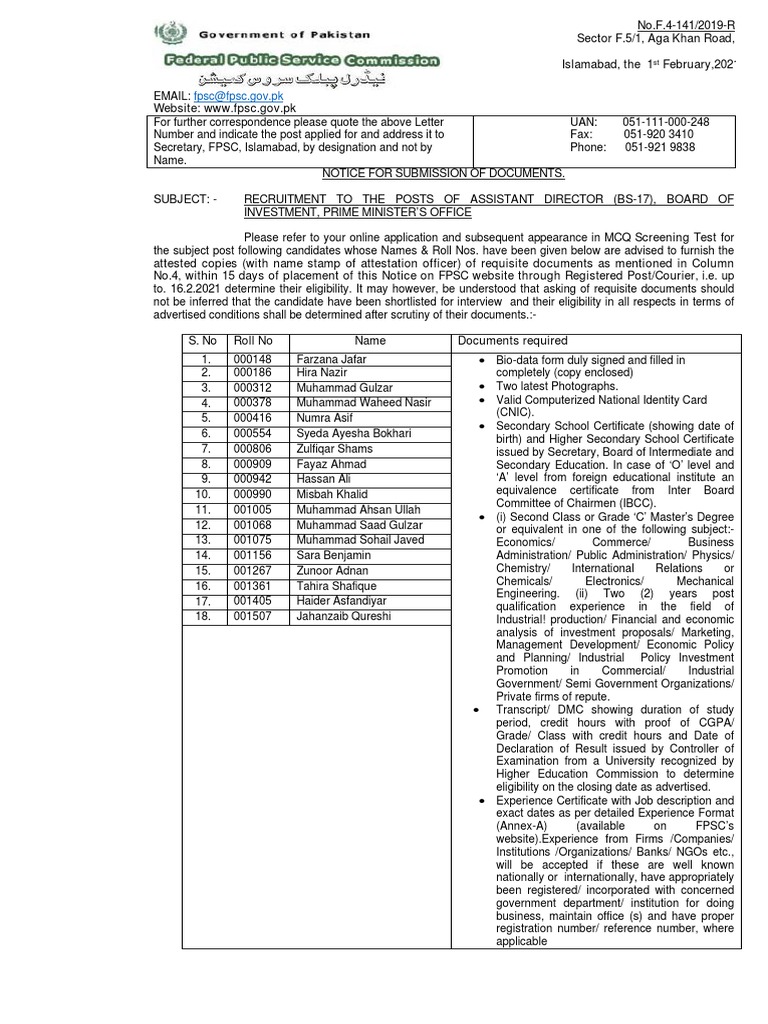 FPSC@FPSC Gov PK | Schools | Test/Examination