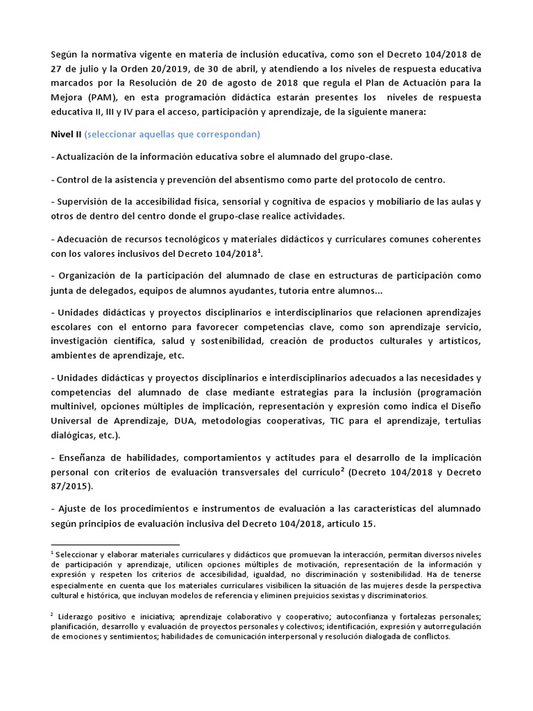 Texto Niveles de Respuesta Educativa | PDF | Educación primaria ...