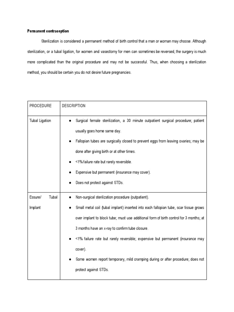 Permanent Contraception | PDF | Neutering | Birth Control