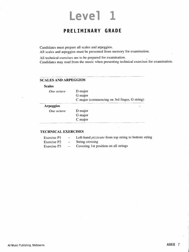 Technical Work Preliminary AMEB | PDF