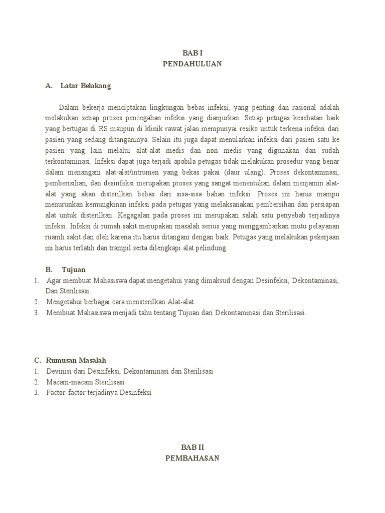 Makalah Sterelisasi, Desinfeksi, Dan Dekontaminas | PDF | Kesehatan Holistik