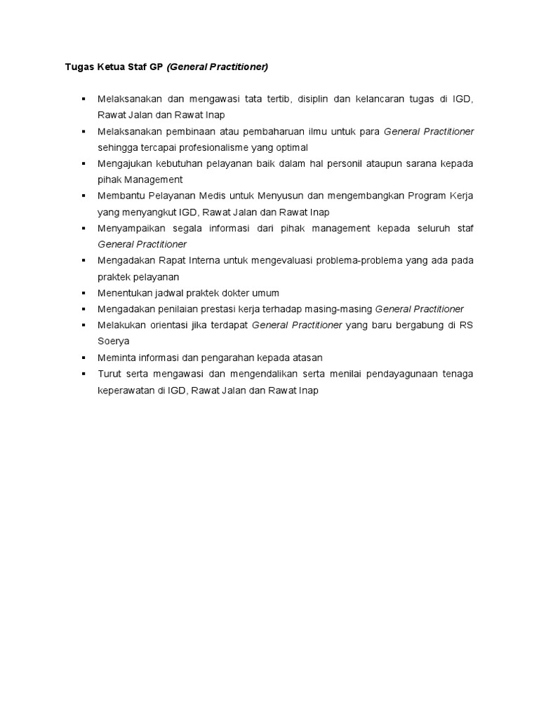 Tugas Ketua Staf GP | PDF