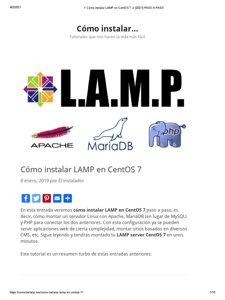 Cómo Instalar LAMP en CentOS 7 (2021) PASO A PASO | PDF | Servidor web ...