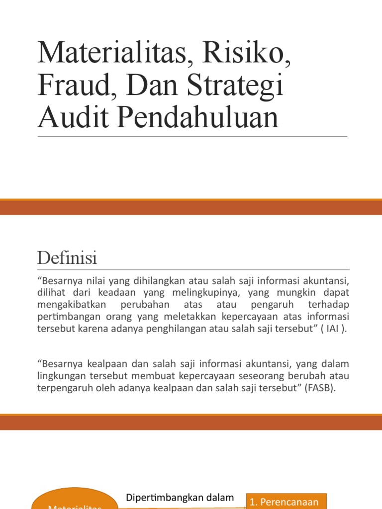 Materialitas dan Risiko Audit | PDF | Pengelolaan Keuangan & Uang