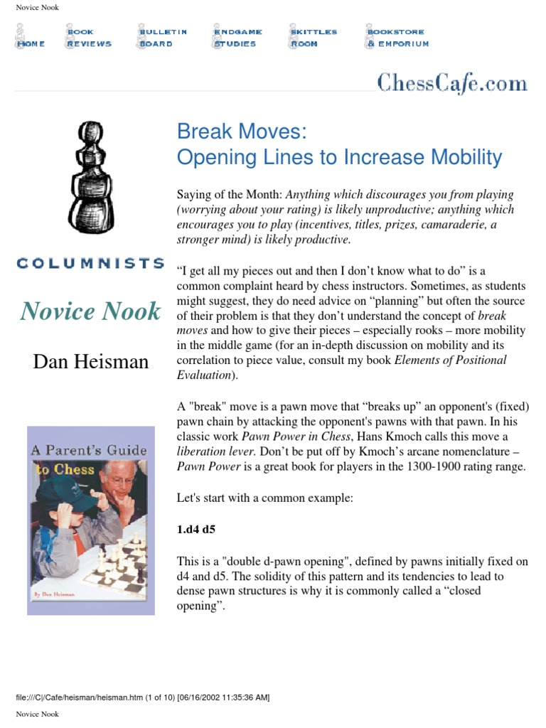 Novice Nook: Break Moves: Opening Lines To Increase Mobility | PDF ...