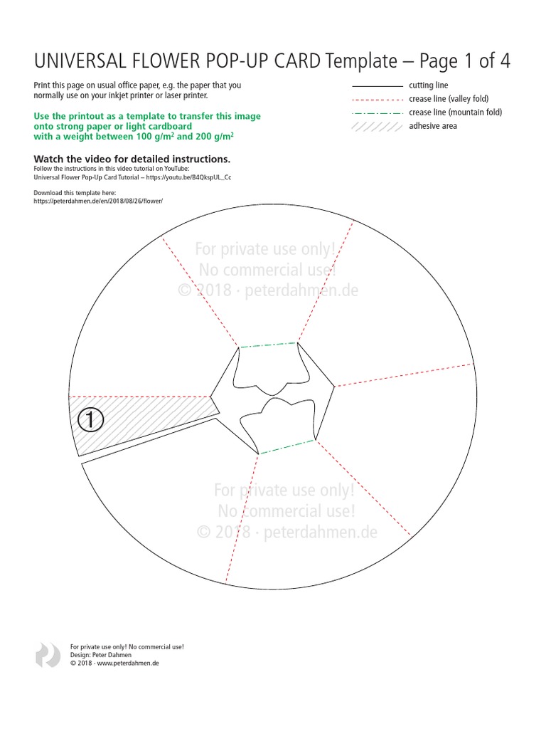 Universal Flower Pop-Up Card Template | PDF | Printer (Computing ...