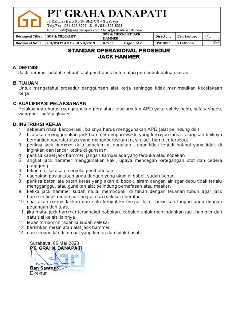 Sop Jack Hammer | PDF