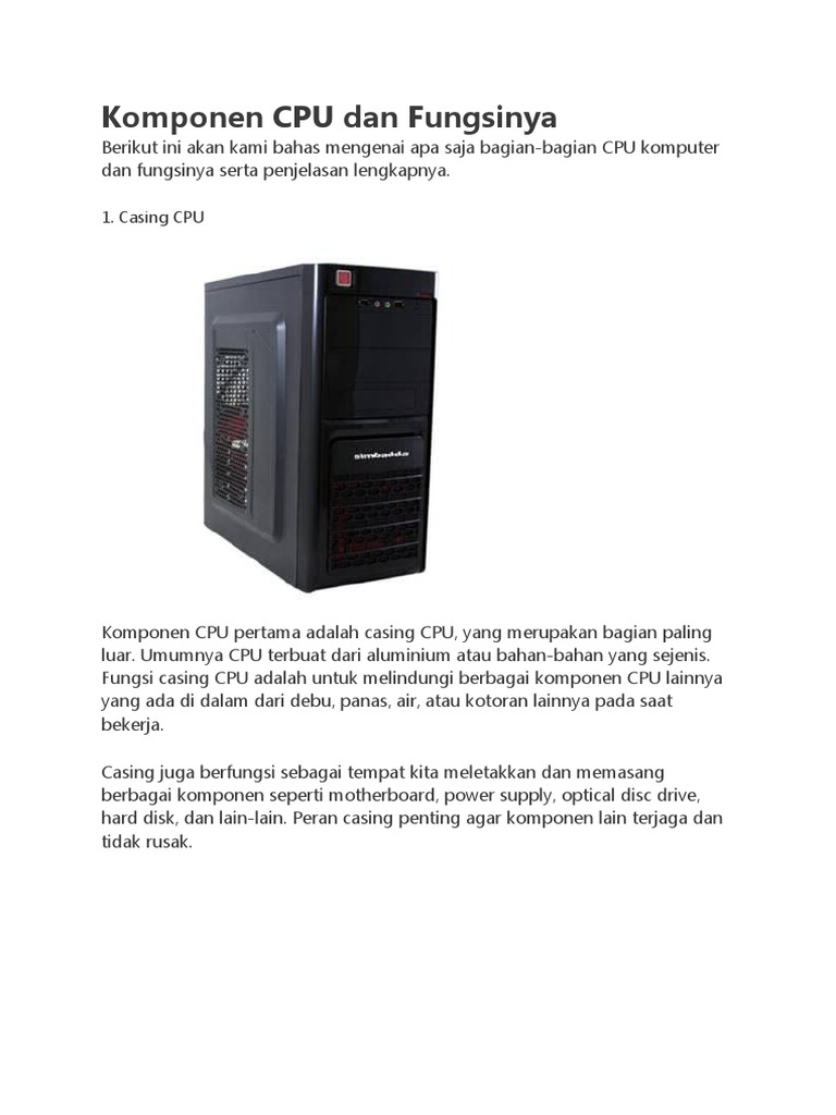 Komponen CPU Dan Fungsinya | PDF | Komputer
