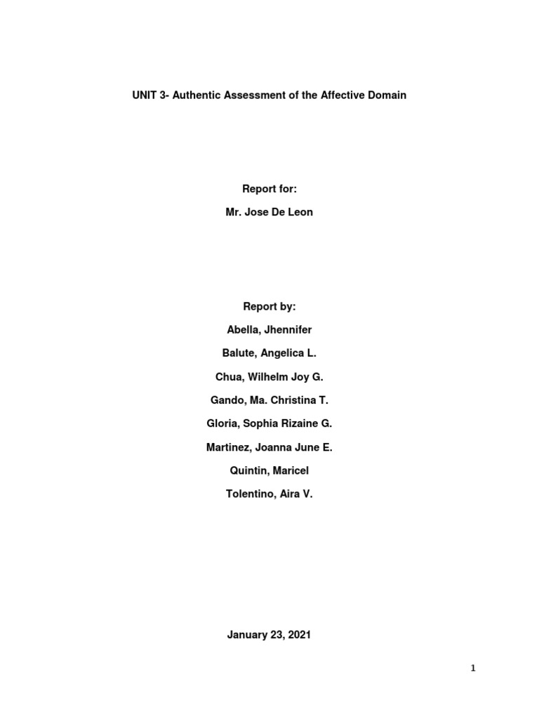 UNIT3-Authentic Assessment - Abella's Group | PDF | Self Efficacy ...