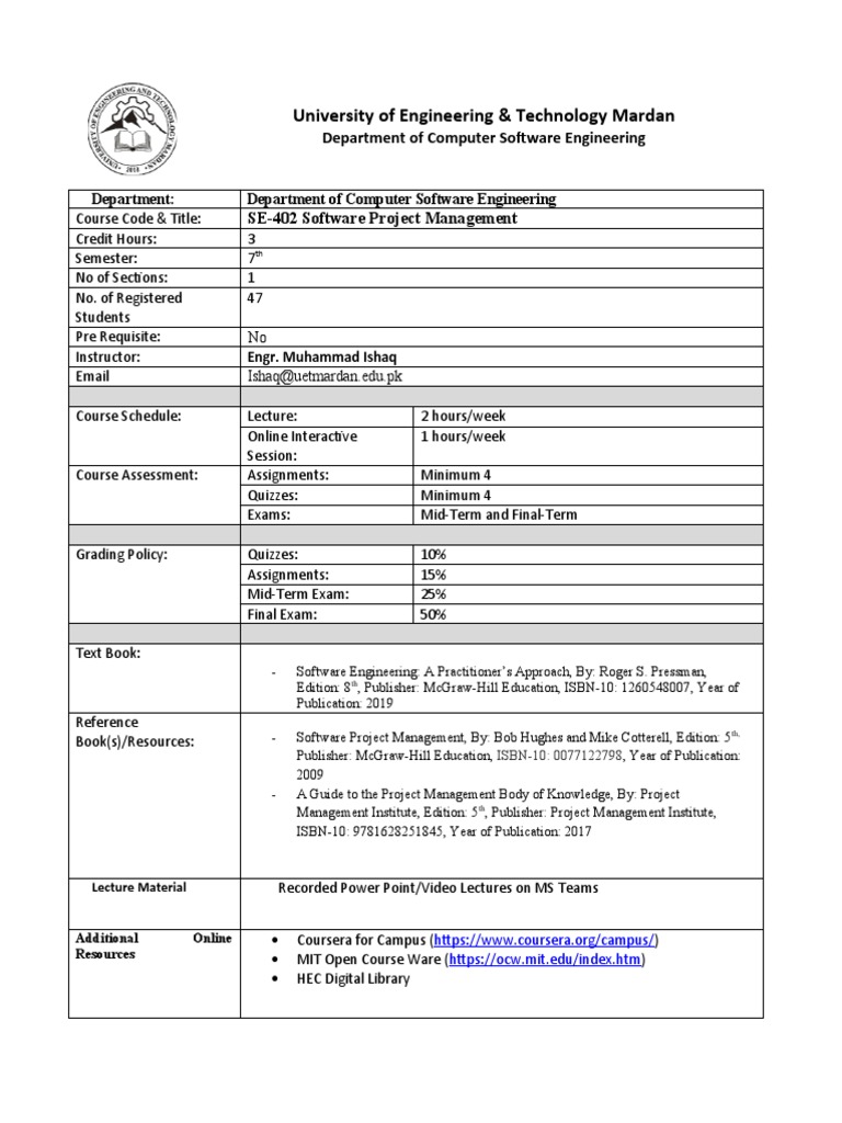 SE-402-SPM - Fall 2020 Course Readiness Proforma | PDF | Software ...