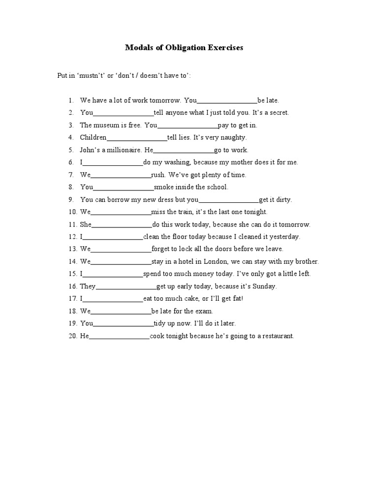 Modal of Obligation Exercise | PDF