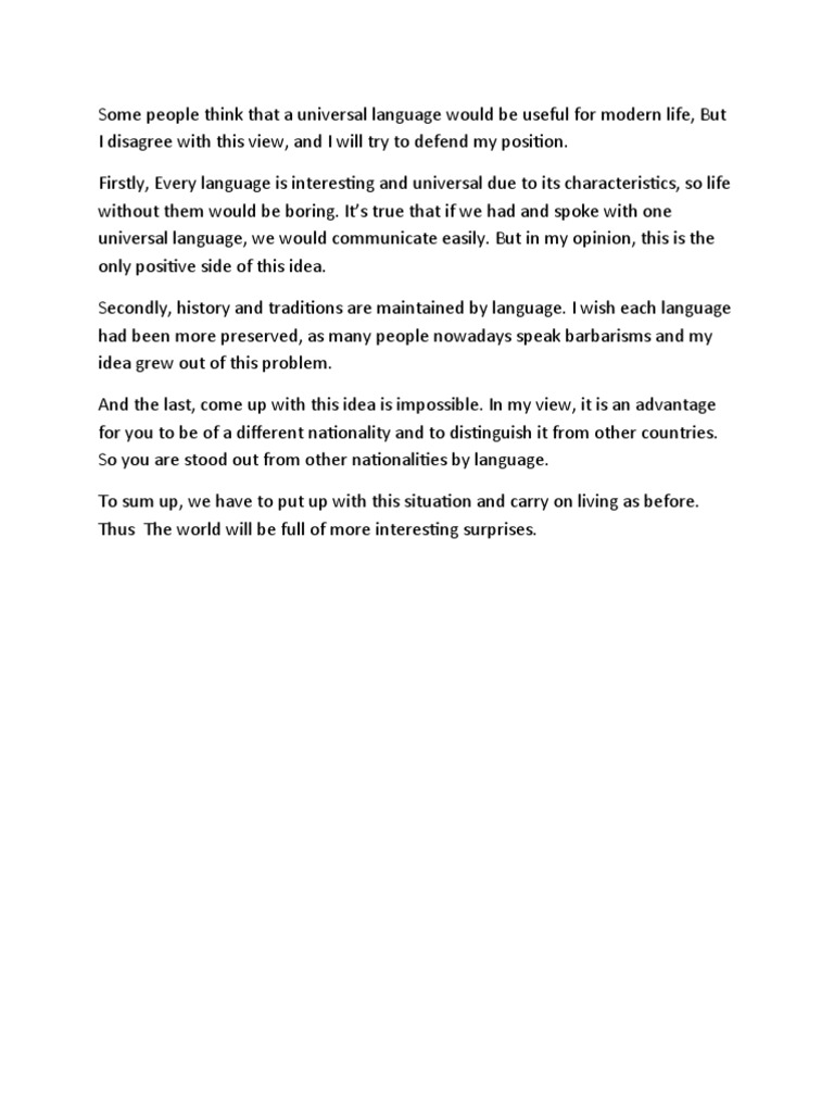 A Universal Language Would Be Useful For Modern Life | PDF | Foreign ...