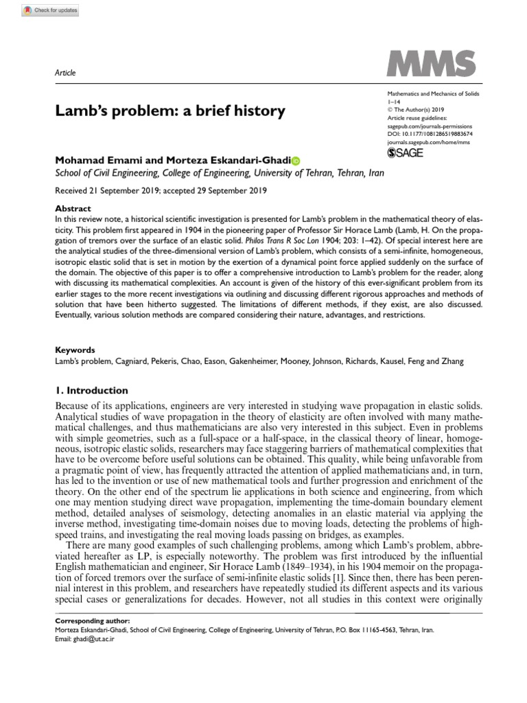 Historical Overview of Lamb's Problem | PDF | Technology & Engineering
