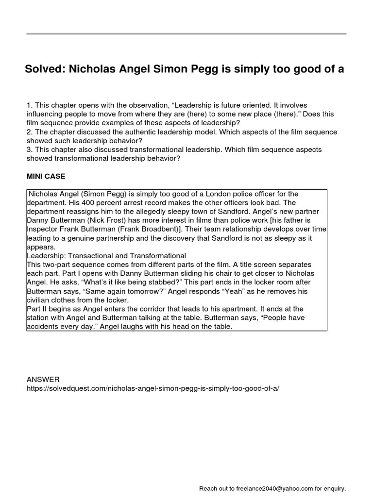 Nicholas Angel Simon Pegg Is Simply Too Good of A | Download Free PDF ...