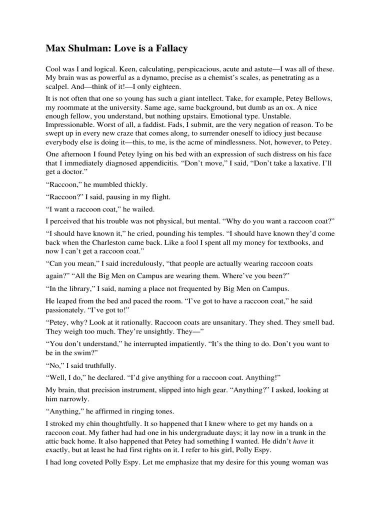 Love Is A Fallacy | PDF | Fallacy