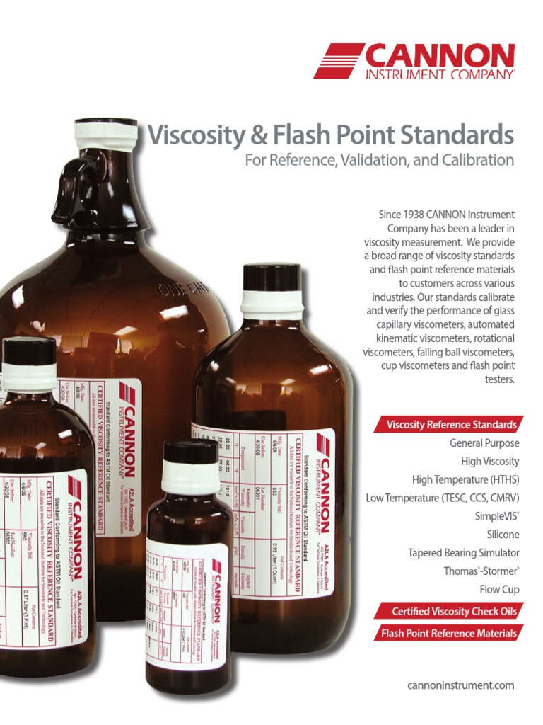 CANNON Viscosity & Flash Point - Listado de Rangos Por Temperatura ...
