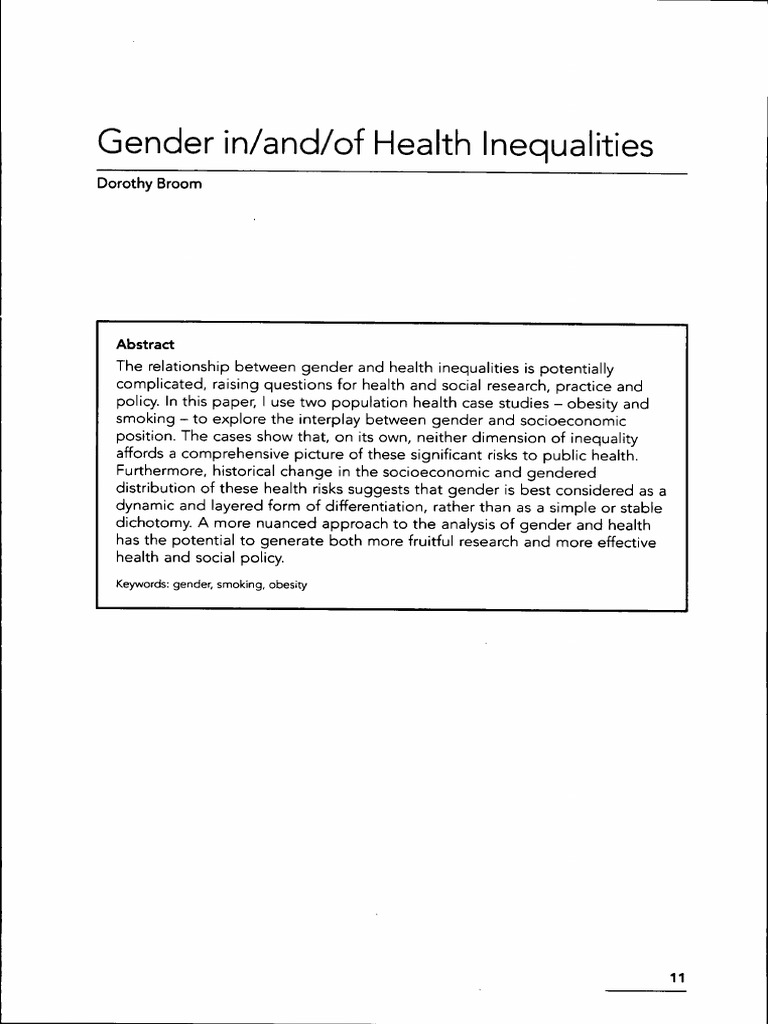 Gender and Health | PDF | Gender | Gender Studies