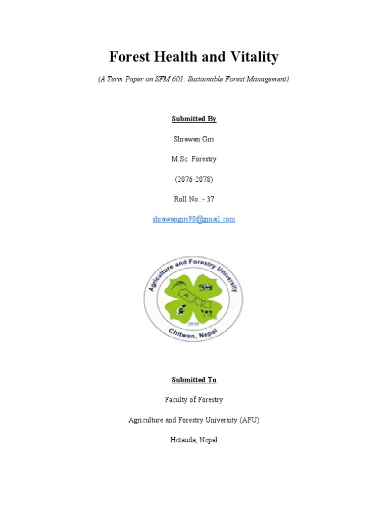Forest Health and Vitality Assessment | PDF | Disturbance (Ecology ...