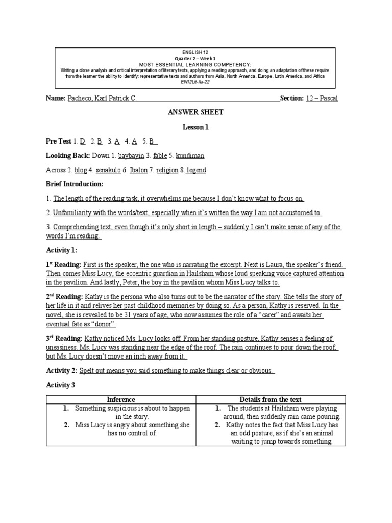 Lesson #1-Literary Analysis Part 1 | PDF | Self Actualization