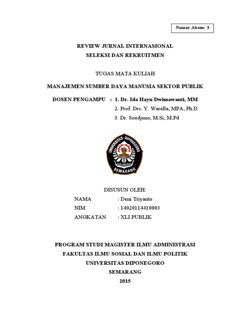 Contoh Review Jurnal MSDM | PDF