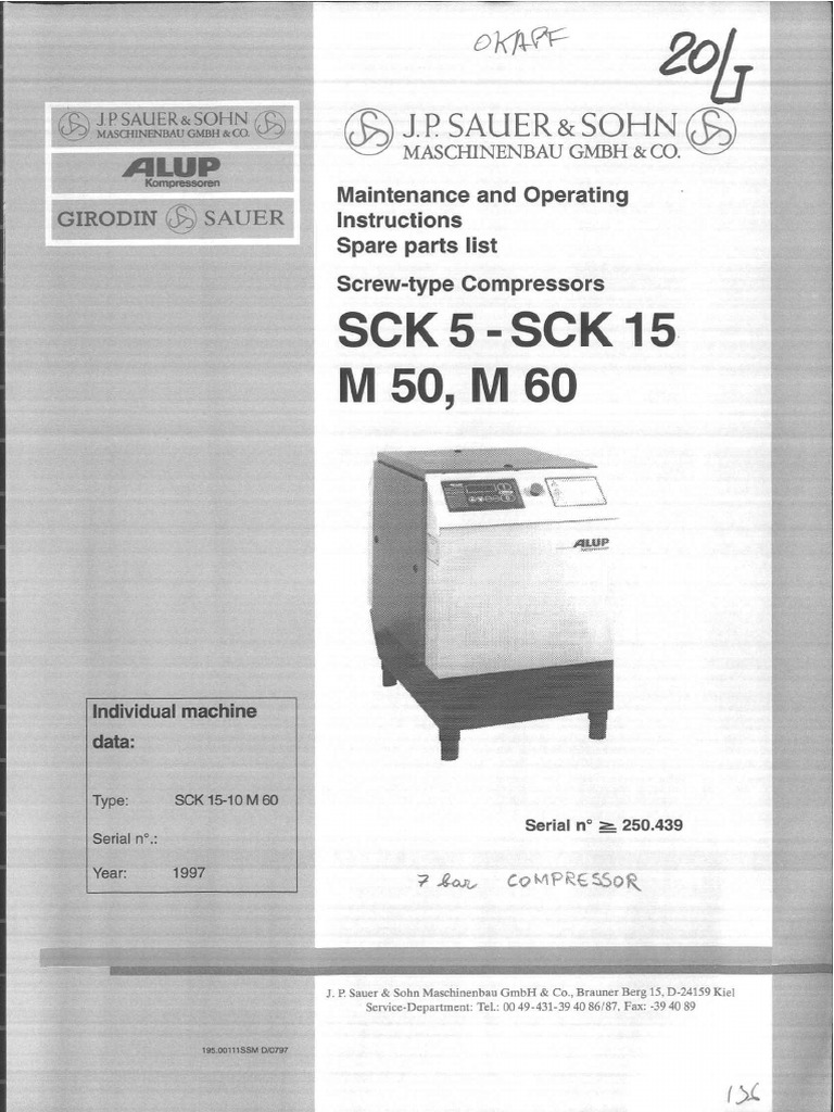 SCK 5 - SCK 15 Screw Compressor | PDF | Valve | Gas Technologies