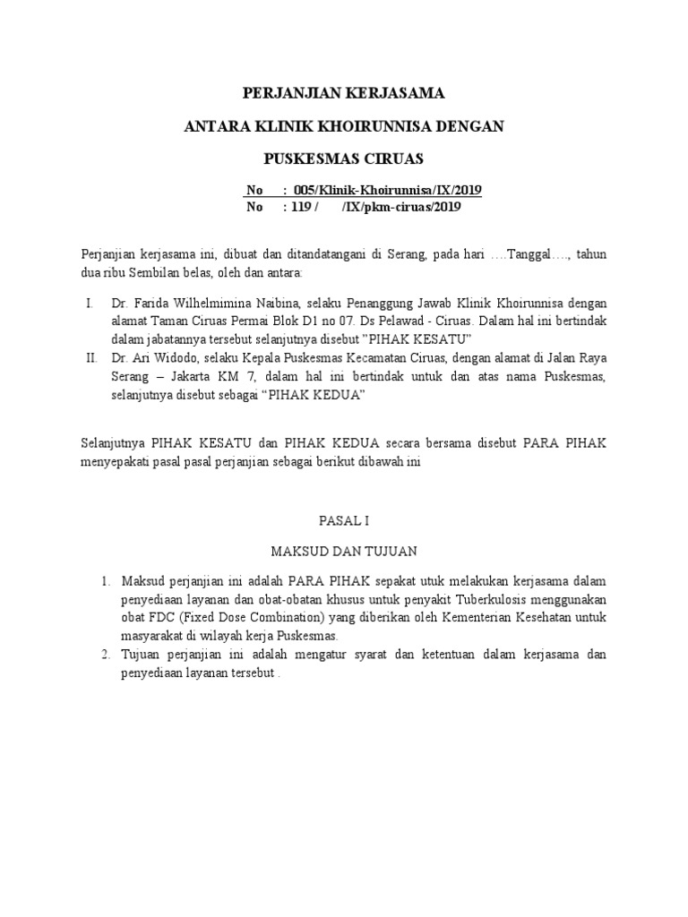MOU Penanganan TB BARU | PDF