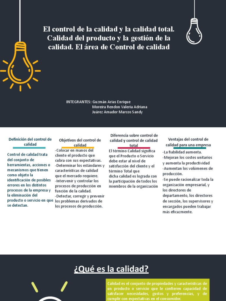 Diapositivas Calidad Total y Control de Calidad | PDF | Calidad ...