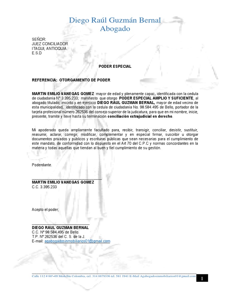 Poder Martin Emilio Vanegas | PDF | Derecho
