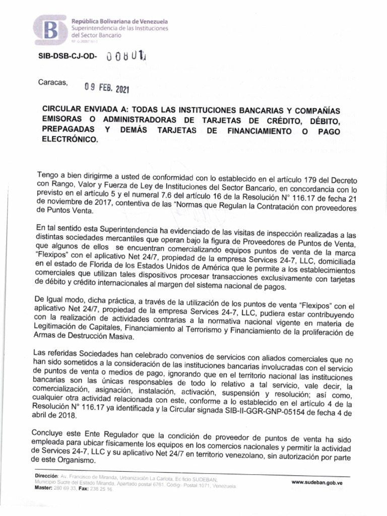Circular Sib DSB CJ Od 00801 | PDF | Tarjeta de débito | Economias