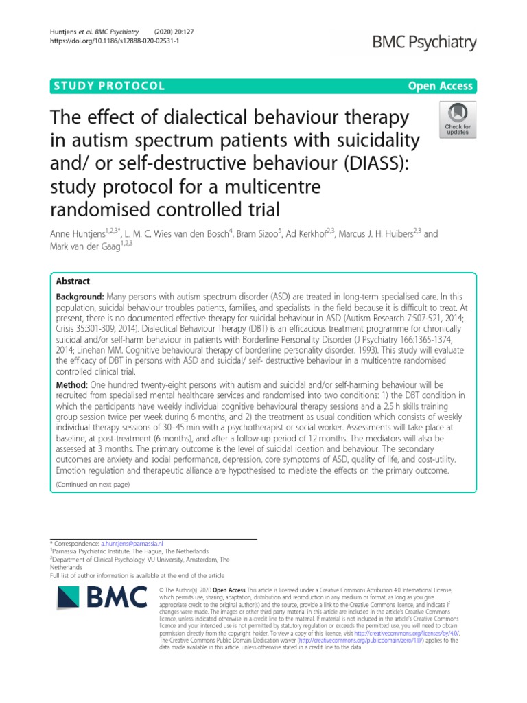 The Effect of DBT On Autism | Download Free PDF | Dialectical Behavior ...
