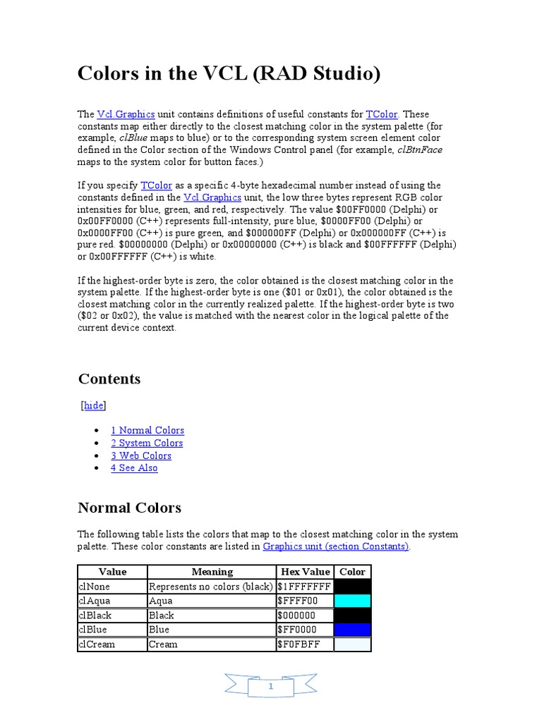 Colores en RAD Studio | PDF | Grey | Color