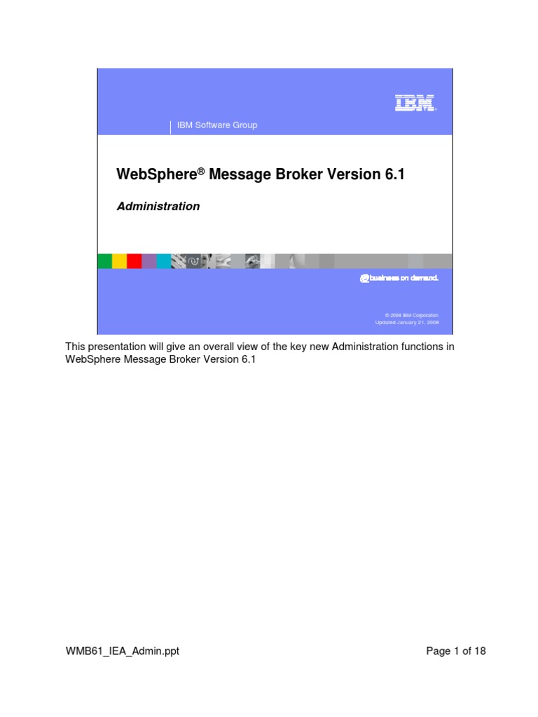Websphere Message Broker Version 6.1: Administration | PDF ...
