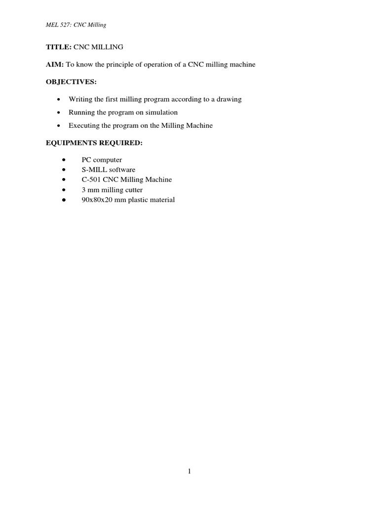 Cnc Milling Pdf Numerical Control Machining