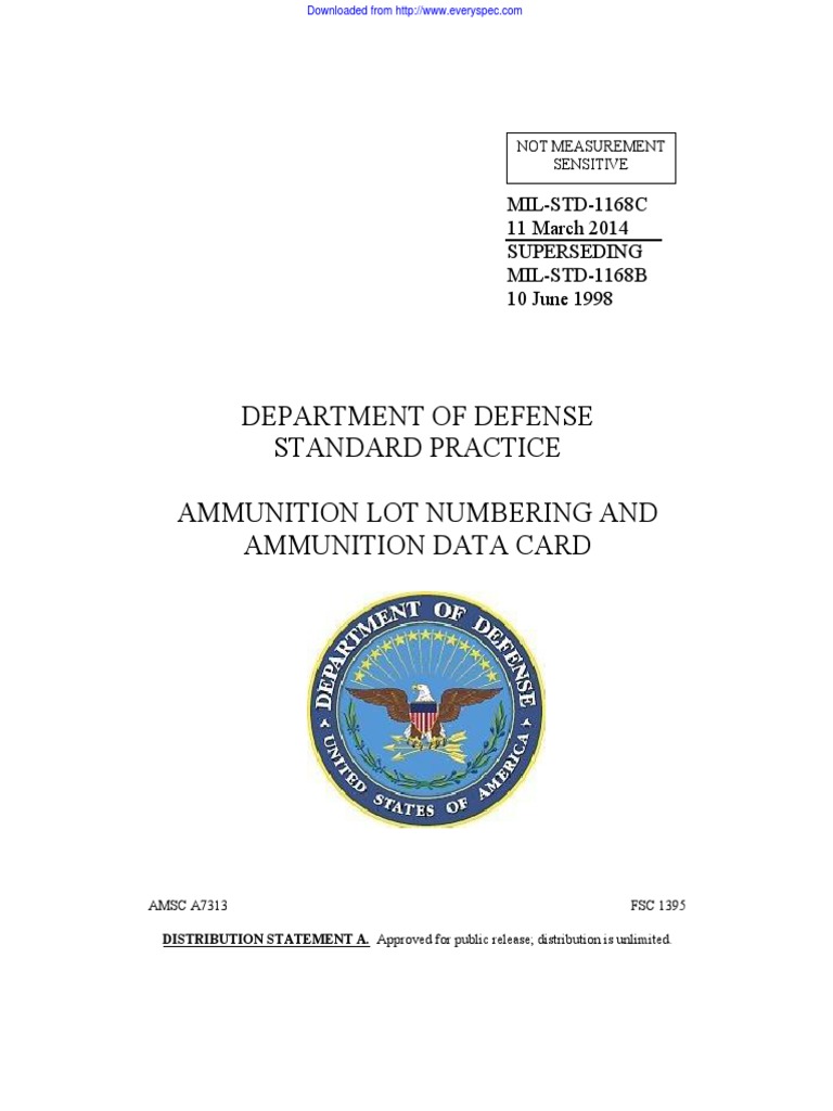 Mil STD 1168C | PDF | Ammunition | Shell (Projectile)