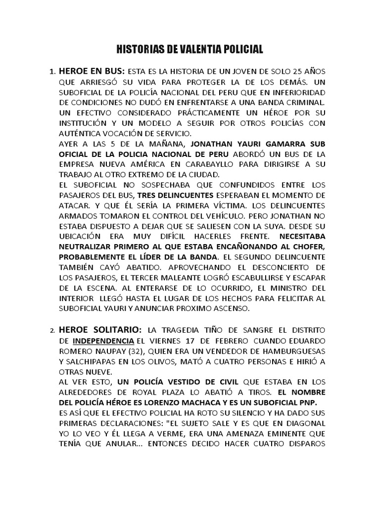 Historia de Valentia Policial | PDF | Policía | Thriller y crimen
