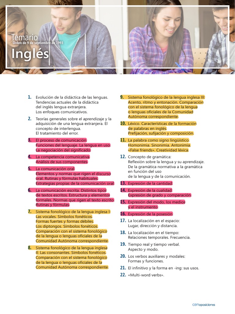 Temario Oposiciones Inglés Secundaria | PDF | Idioma en Inglés | Fonología