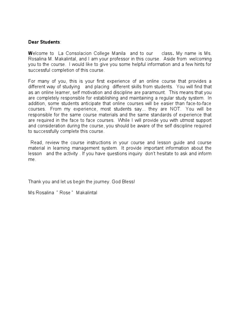 Welcome Notes and ONLINE Reminders | PDF | Educational Technology ...