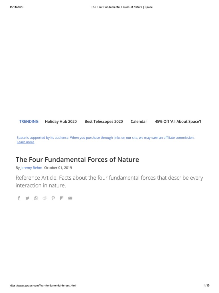 The Four Fundamental Forces of Nature - Space Associating Story ...