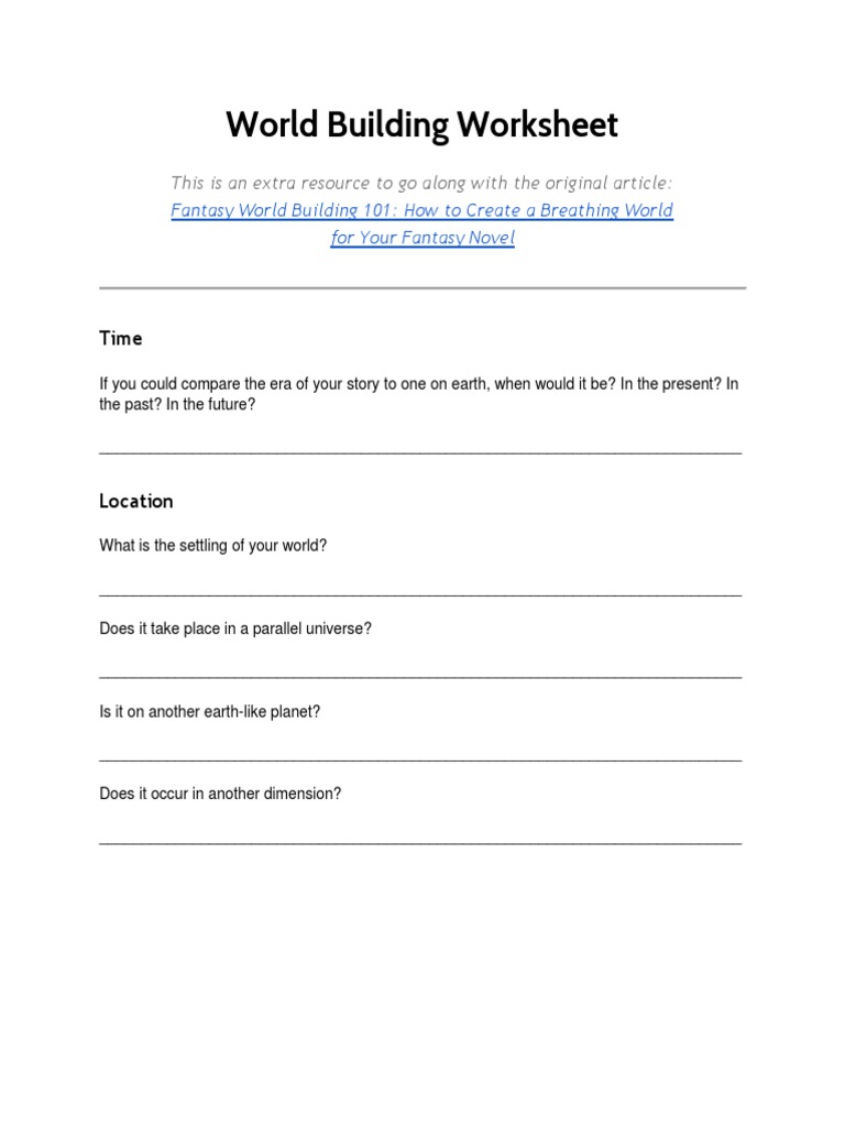 World Building Worksheet | PDF | Religion And Belief