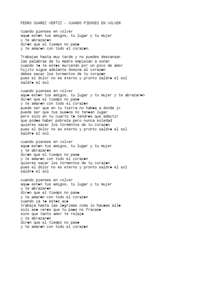 Pedro Suarez Vertiz - Cuando Pienses en Volver | PDF