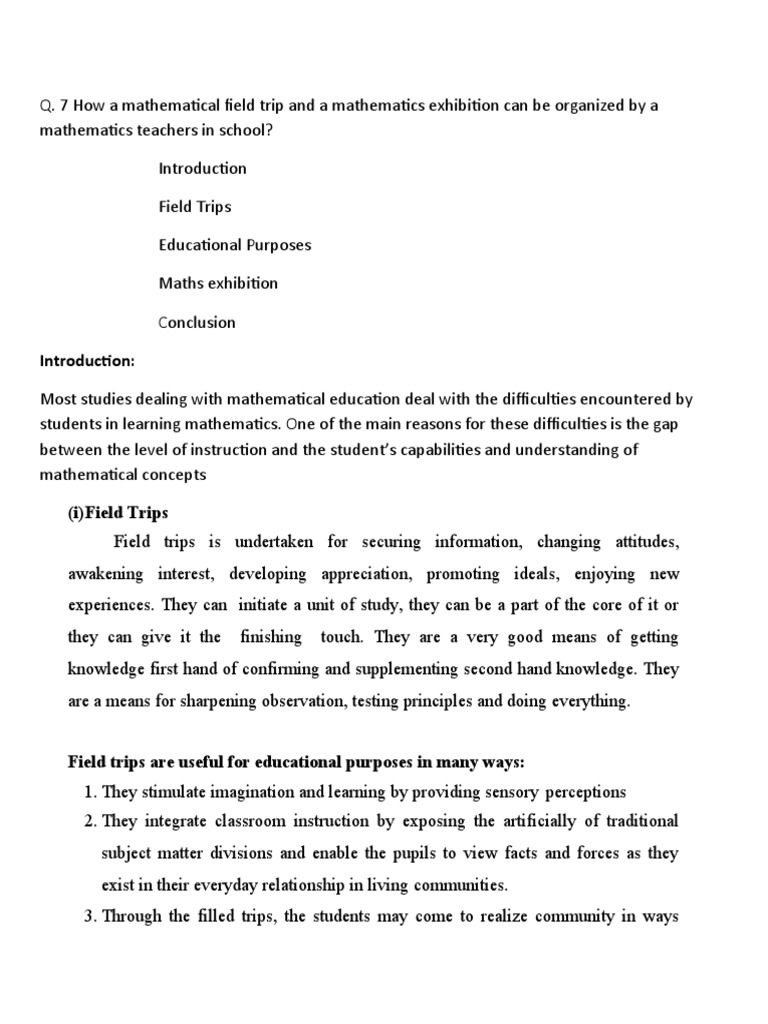 Organizing a Math Field Trip & Exhibition | PDF | Teaching Mathematics ...