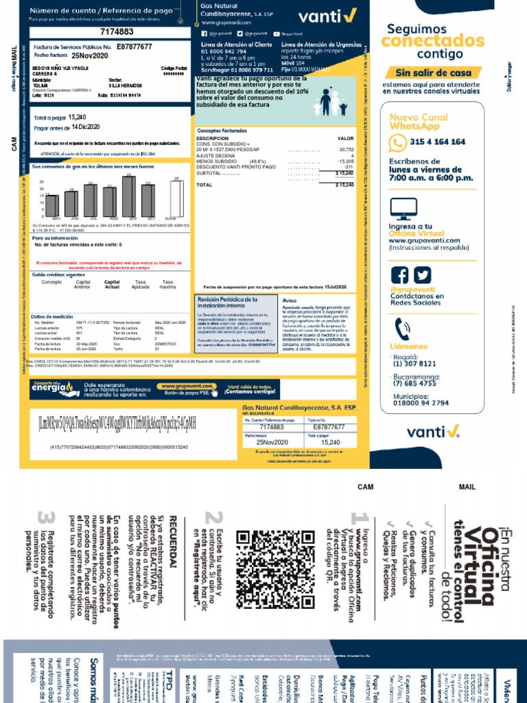 Factura de Gas Natural Vanti | PDF | Economias | Business