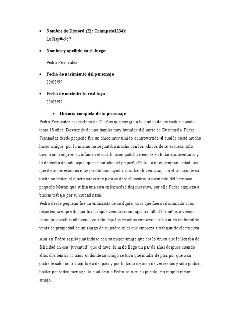 Historia para Rollplay | PDF