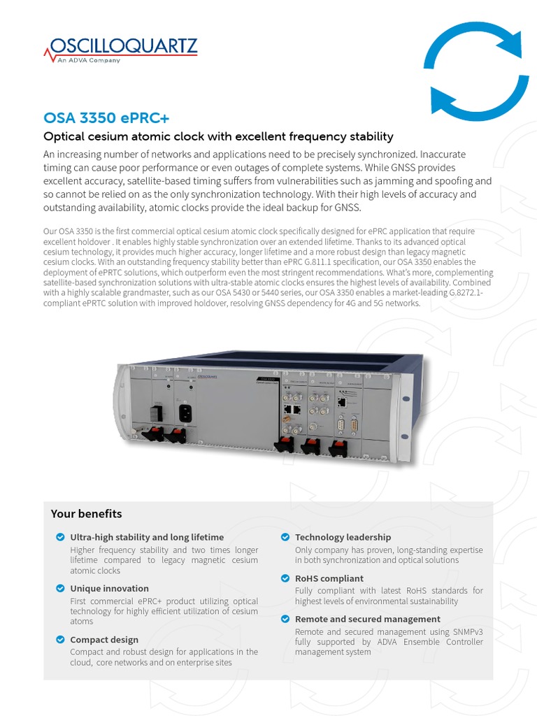 OSA 3350 ePRC+: Optical Cesium Atomic Clock With Excellent Frequency ...