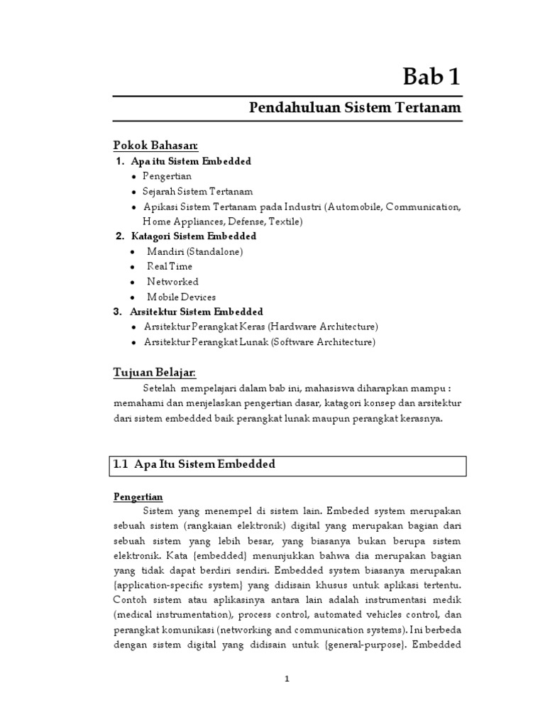 Modul 1 - Pendahuluan Sistem Tertanam | PDF