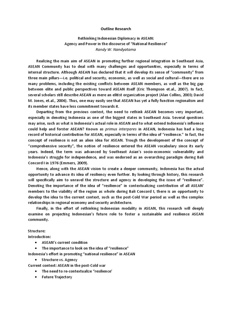 Outline Research National Resilience | PDF | Indonesia | Psychological ...